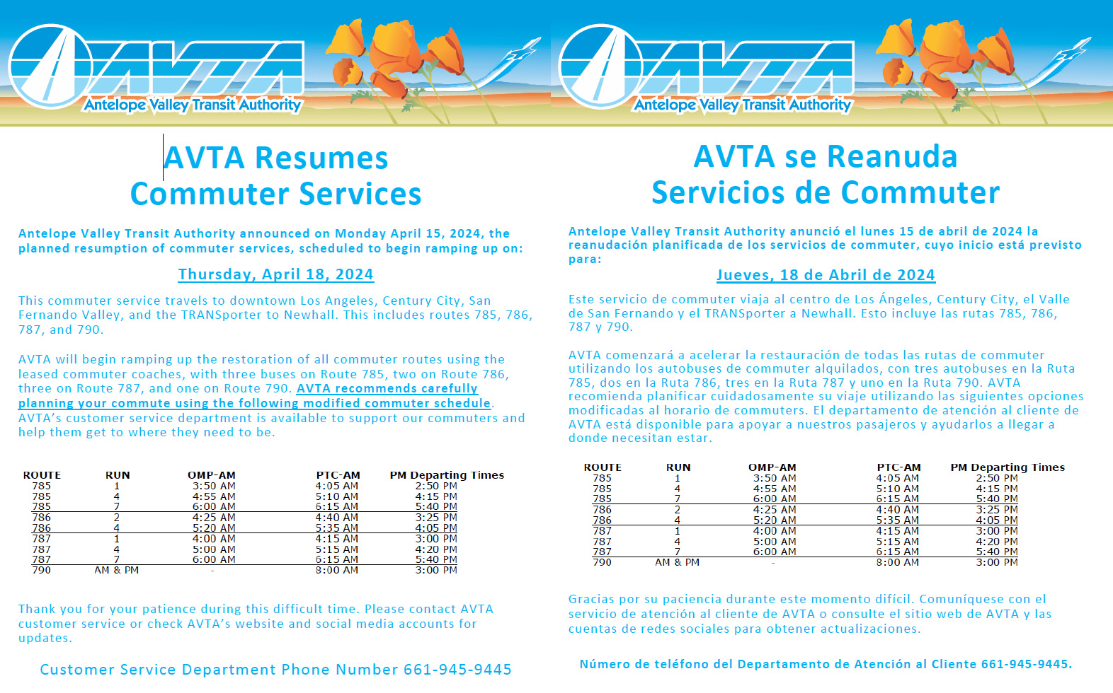 AVTA Temporarily Suspends Commuter Service